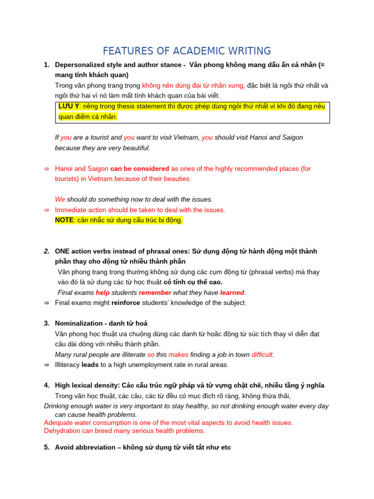 Key Features of Academic Writing | PDF | English Language | Verb