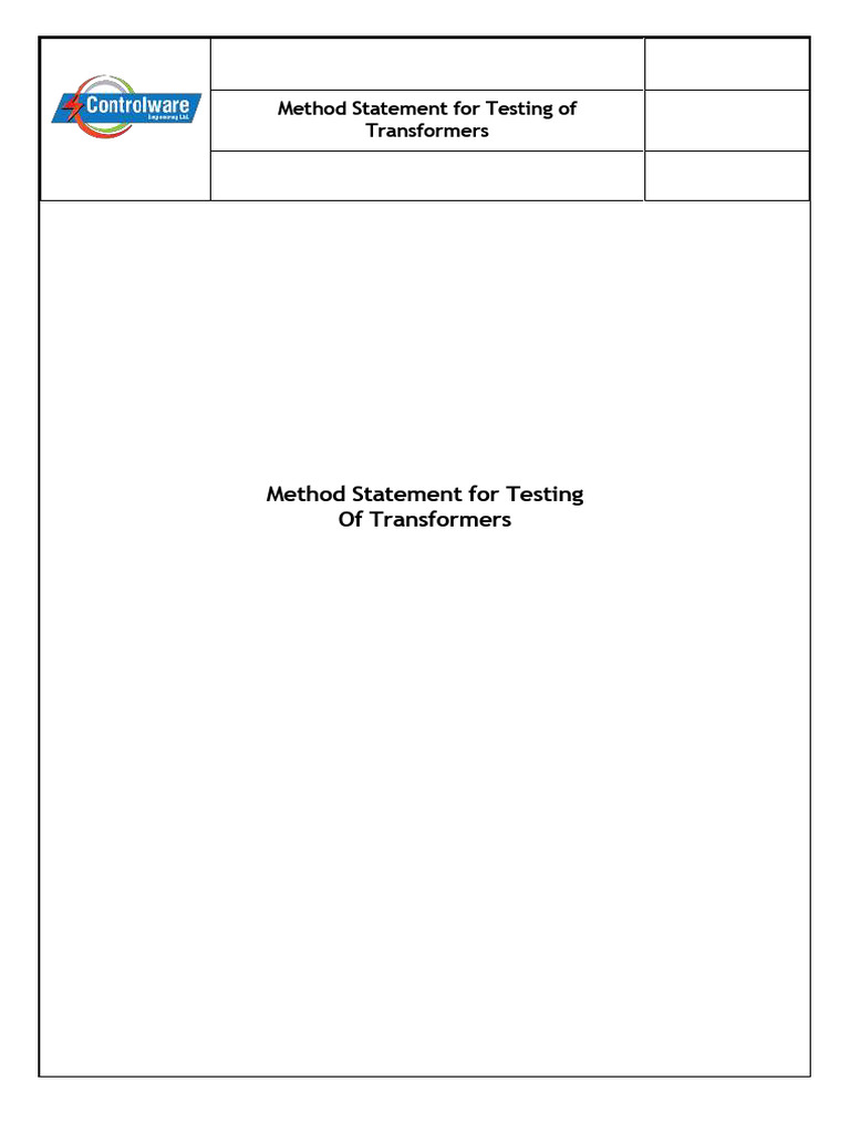 Method Statement for Transformer | PDF | Transformer | Capacitance