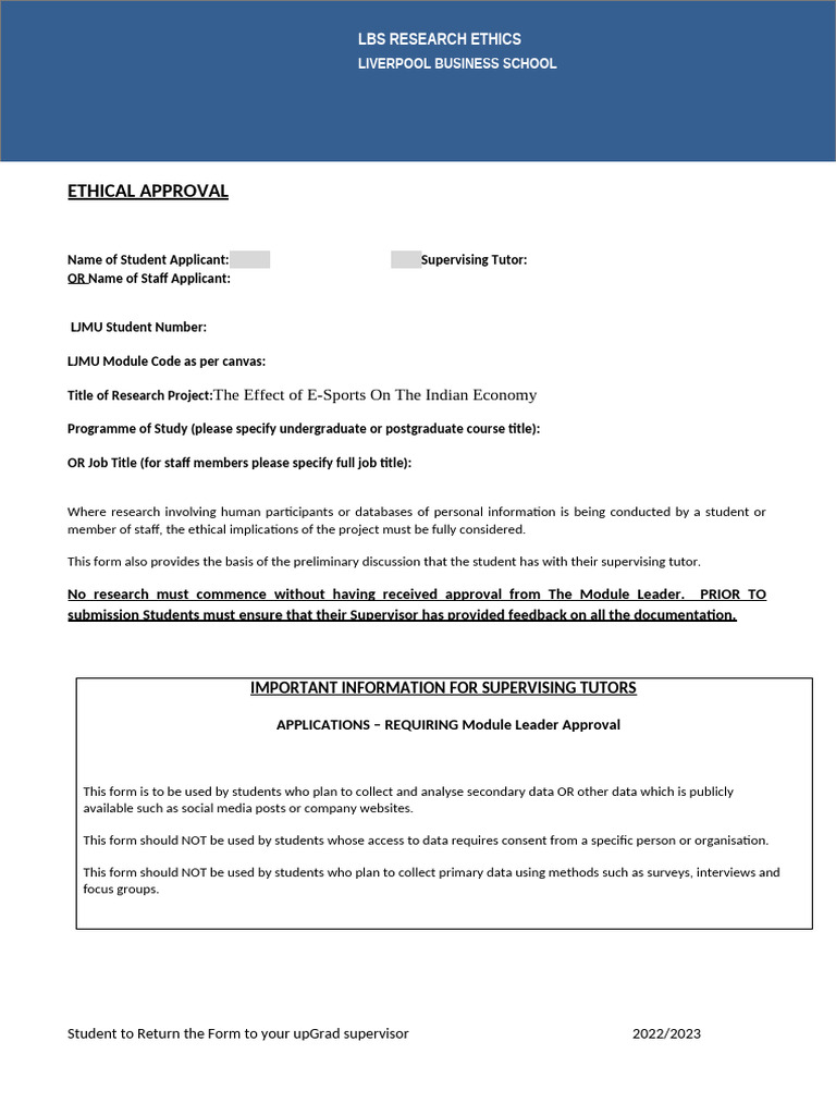 Ethics+FormSecondary+Research+++Form+B Upgrad | PDF | Data | Data Analysis