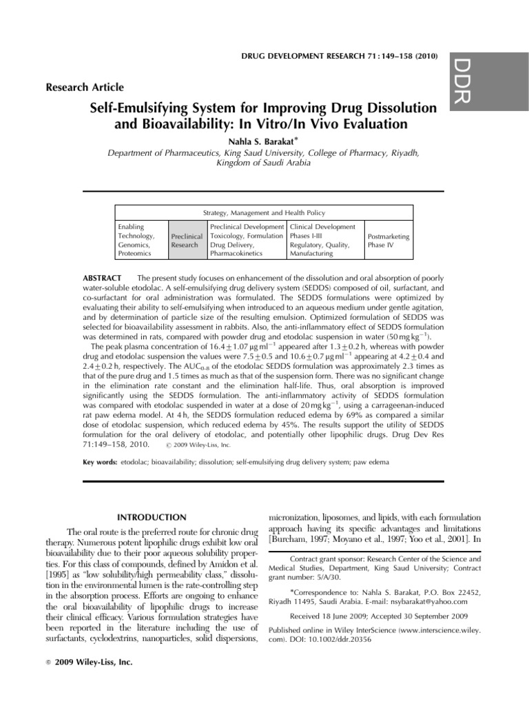 Enhancing Etodolac Bioavailability with SEDDS | PDF | Pharmaceutical ...