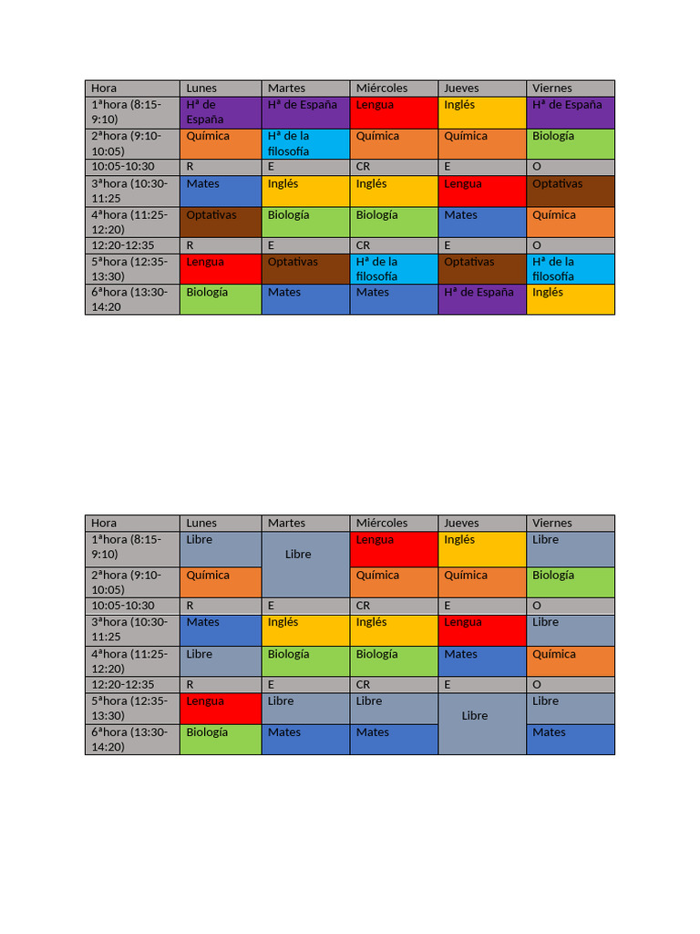 Horario escolar y horas clave | PDF
