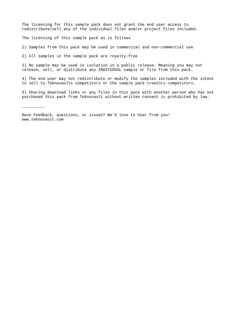 Sample Pack Licensing Guidelines | PDF