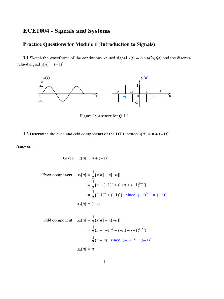 Signals and Systems Practice Questions | PDF | Mathematical Analysis ...