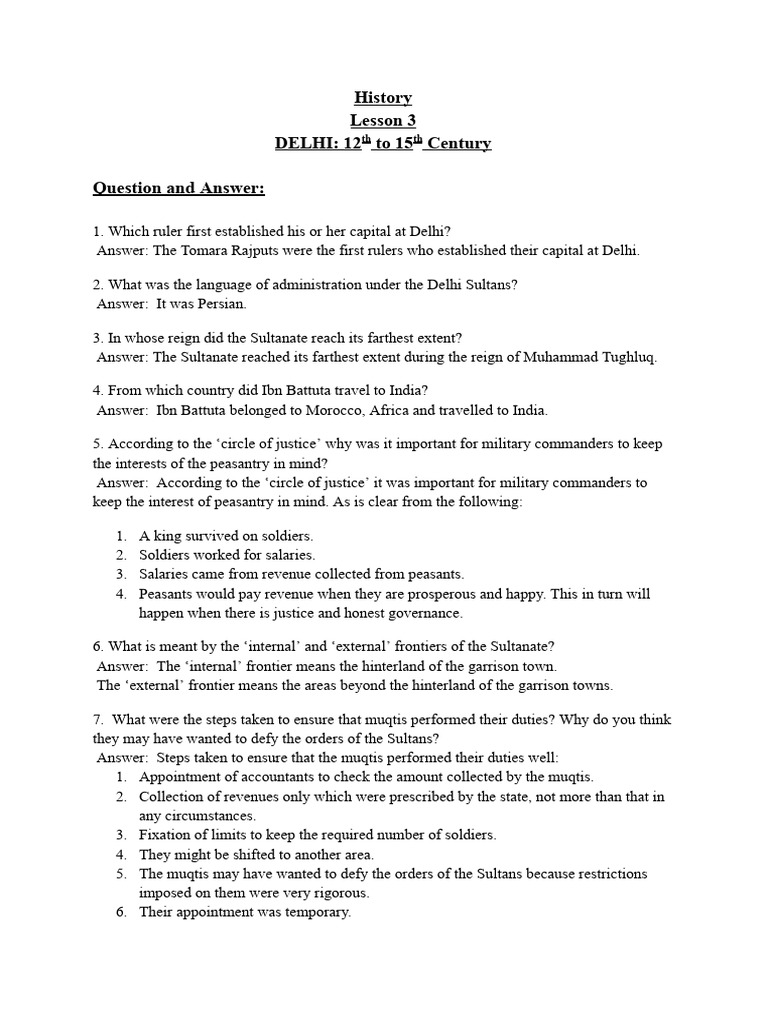 History Class 7 Lesson 3 Delhi | PDF