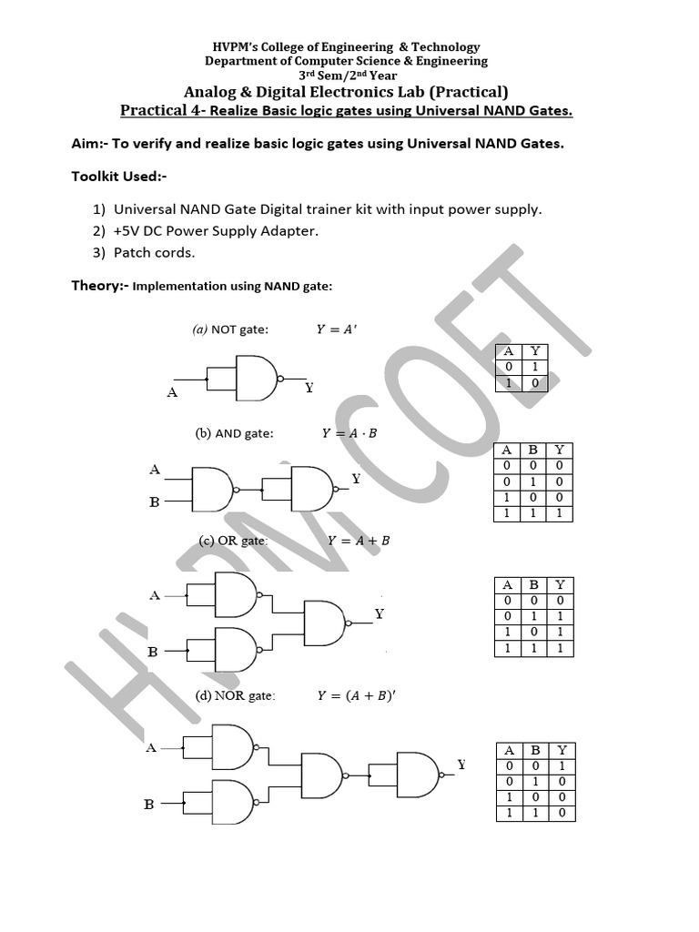 ADE Practical 4 - Universal NAND Gate. | PDF | Logic Gate | Electronic Design