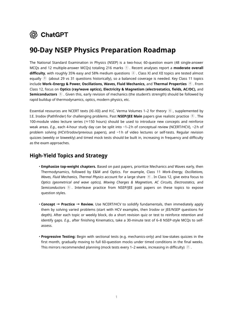 90-Day NSEP Physics Preparation Roadmap | PDF | Physics | Momentum