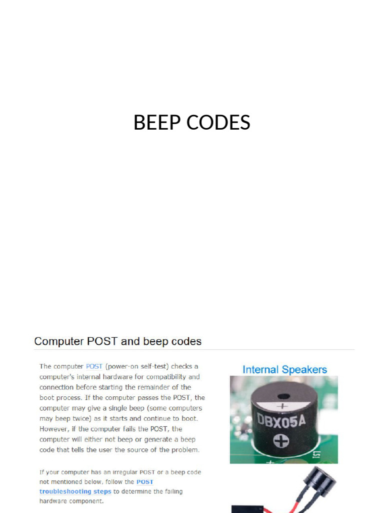 Beep Codes | PDF