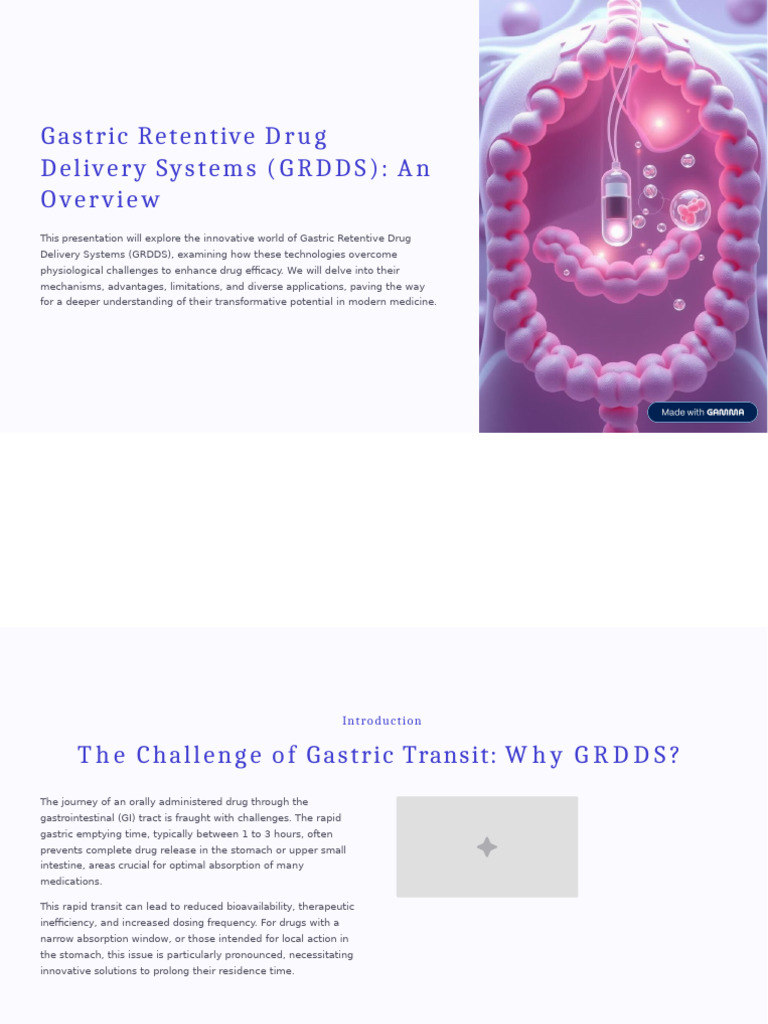 Gastric Retentive Drug Delivery Systems GRDDS An Overview | PDF ...
