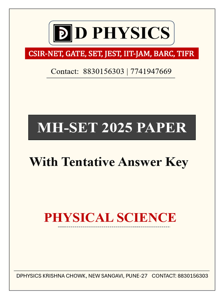 MH-SET 2025 PAPER Ans Highlighted | PDF | Rotation Around A Fixed Axis | Electrical Resistivity ...
