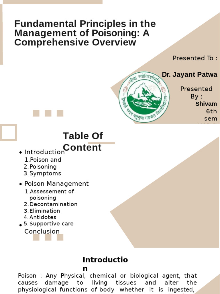 General Principal in Poison Management | PDF | Poison | Pharmacology