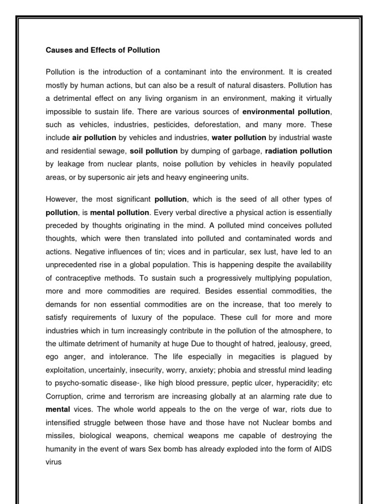 Causes and Effects of Pollution | PDF | Pollution | Earth