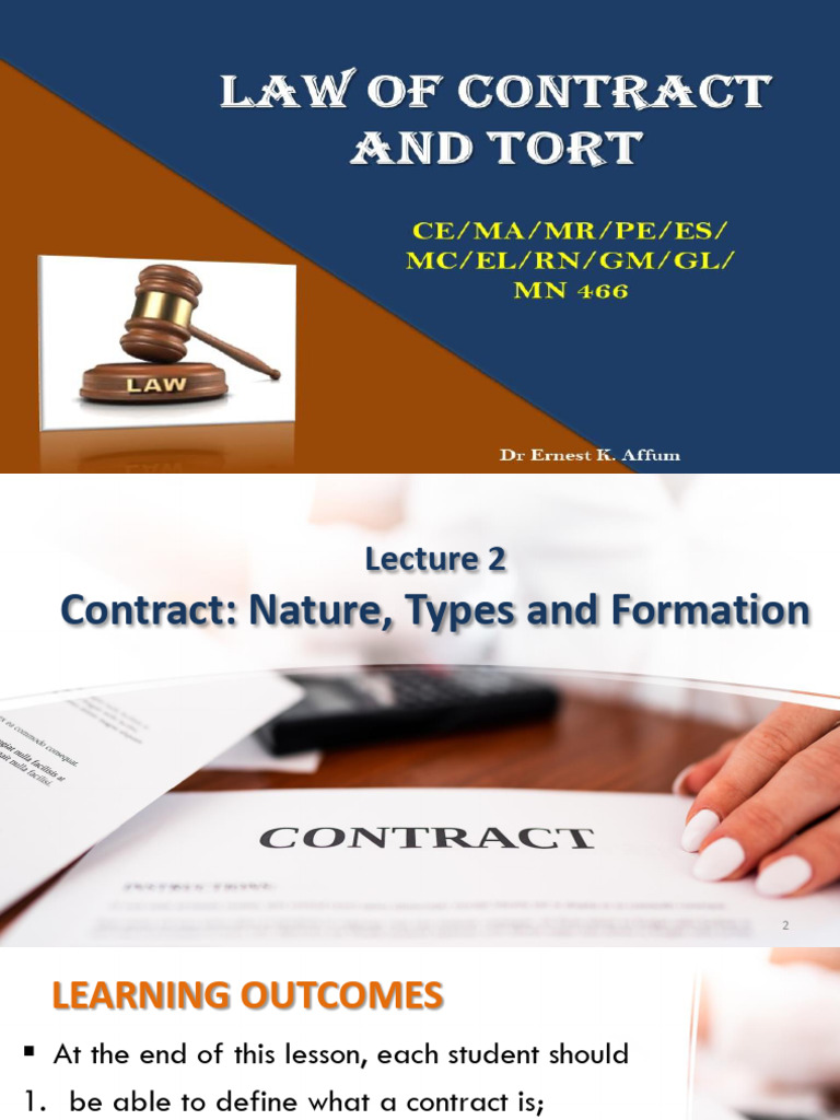 Lecture 2 Contract Nature Formation | PDF | Deed | Void (Law)