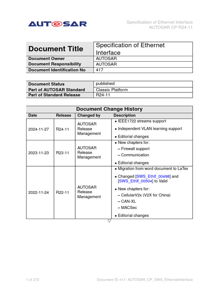AUTOSAR Ethernet Interface Spec R24-11 | PDF | Ethernet | Network ...
