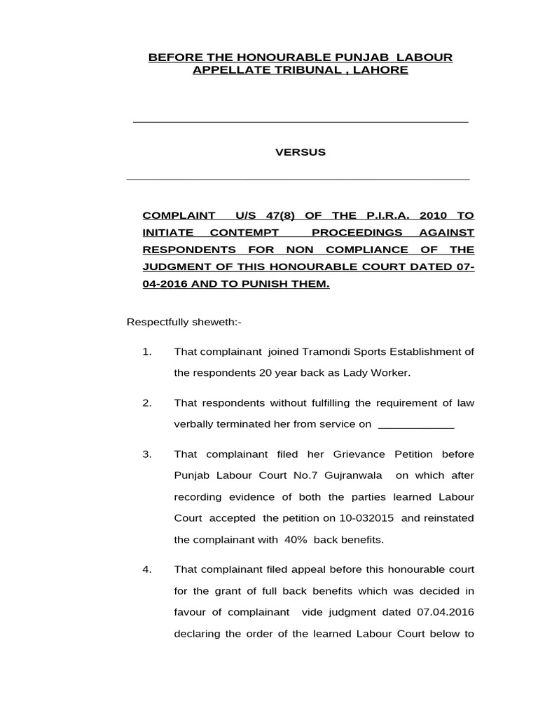 PLAT Complaint U S 47 (8) PIRA | PDF | Judgment (Law) | Justice