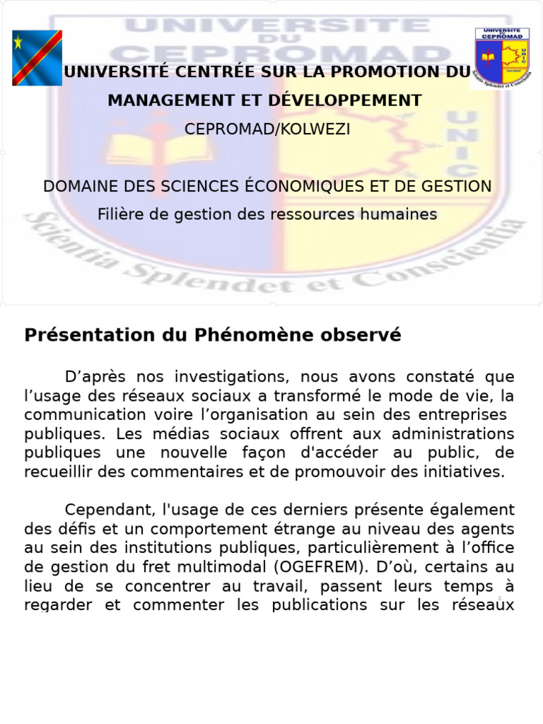 Réseaux sociaux et indiscrétion à l'OGEFREM | PDF
