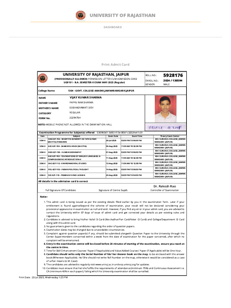 University of Rajasthan | PDF