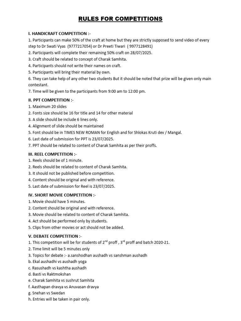 Charak Samhita Competition Rules | PDF | Chess Theory | Chess