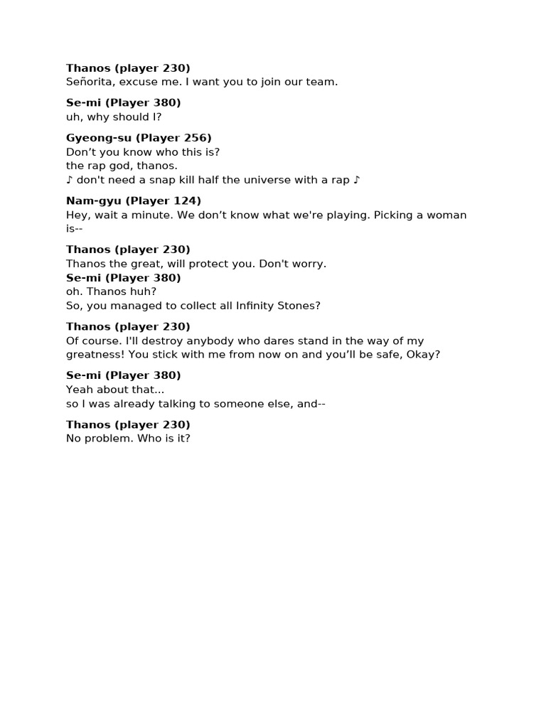 Squid Game Season 2 Episode 4 Script | PDF