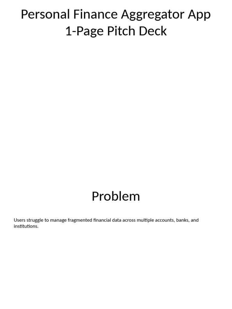 1page Pitch Deck PFM App | PDF