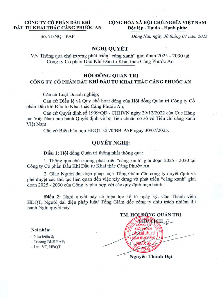 So 71 NQ Pap Nghi Quyet Thong Qua Chu Truong Phat Trien Cang Xanh 0001 ...