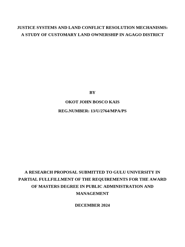 Land Conflict Resolution in Agago District | PDF | Alternative Dispute ...