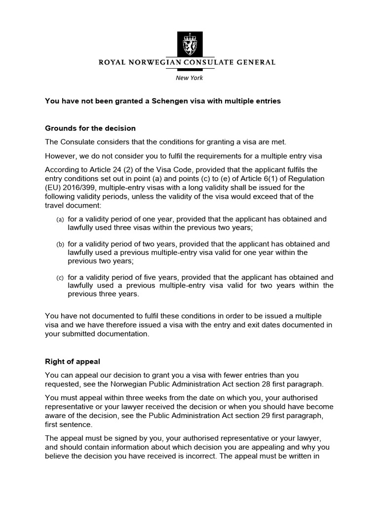 Visa Decision: Multiple Entry Denied | PDF | Travel Visa | Justice