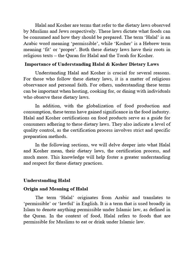 Halal and Kosher Dietary Laws Explained | PDF | Diet (Nutrition) | Diet ...
