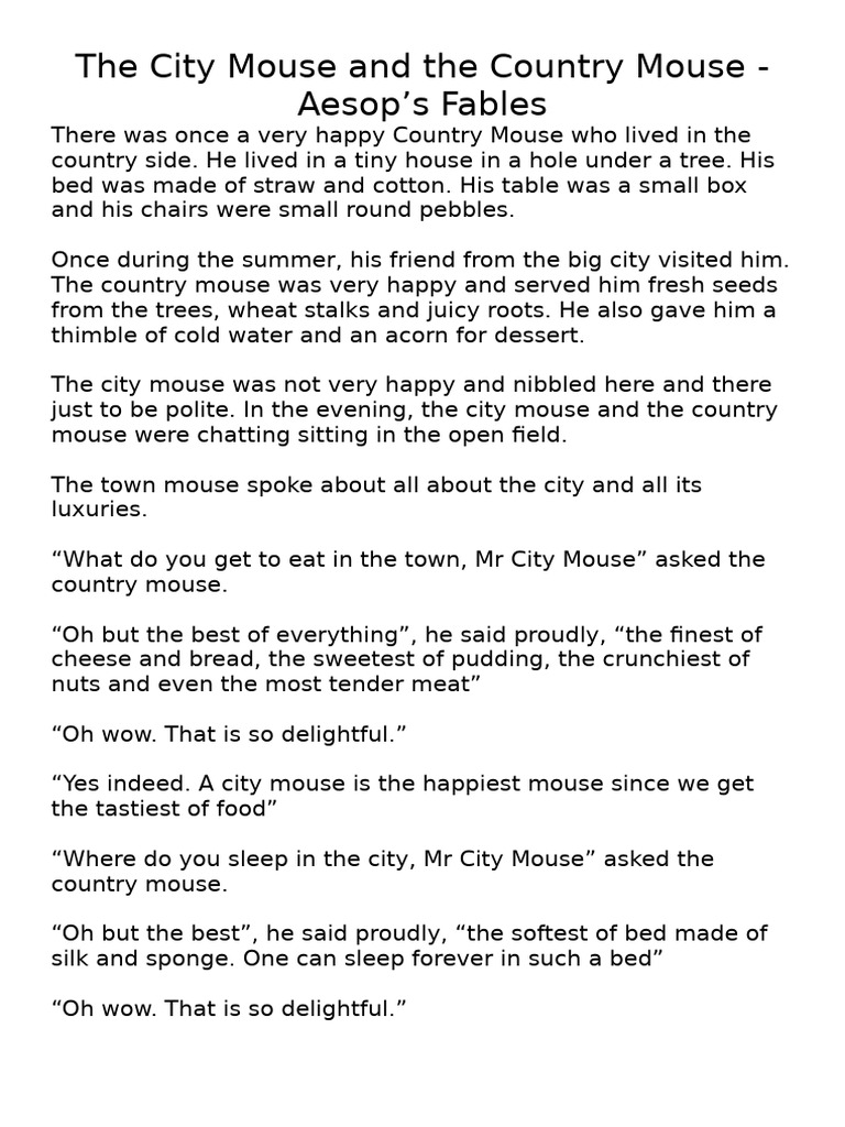 The City Mouse and The Country Mouse | PDF