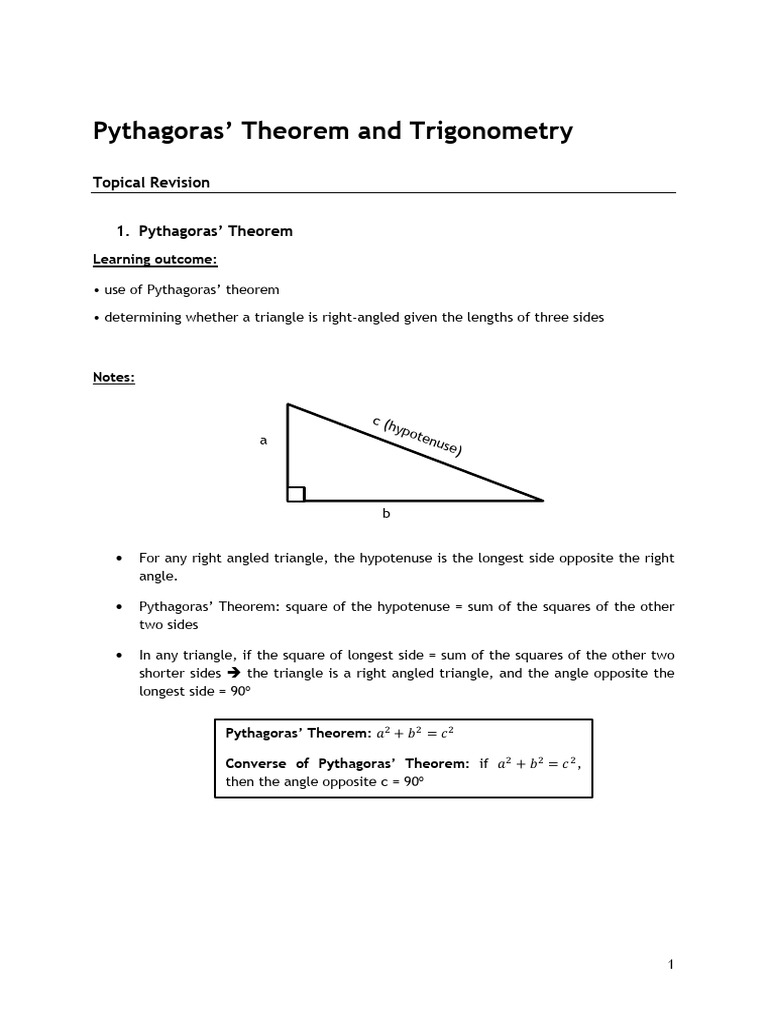 Pythagoras and Trigonometry Guide | PDF | Trigonometry | Trigonometric ...