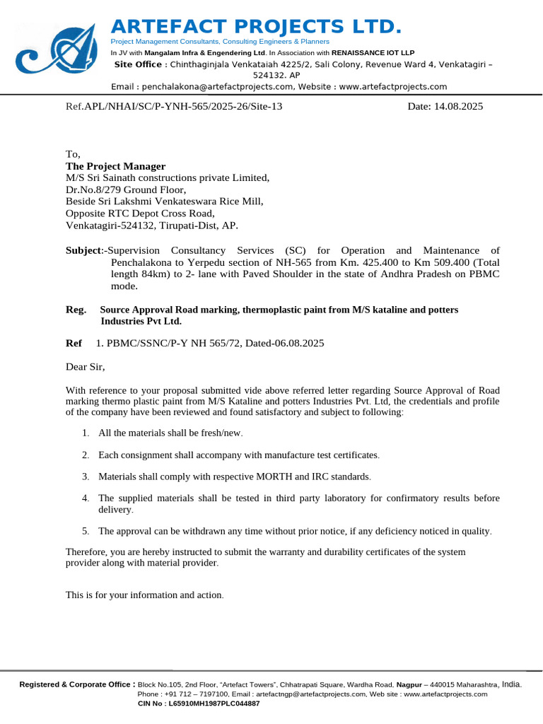 Source Approval Road Marking | PDF