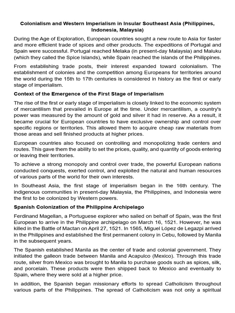 Colonialism in Southeast Asia: 15th-17th Century | PDF | Philippines ...