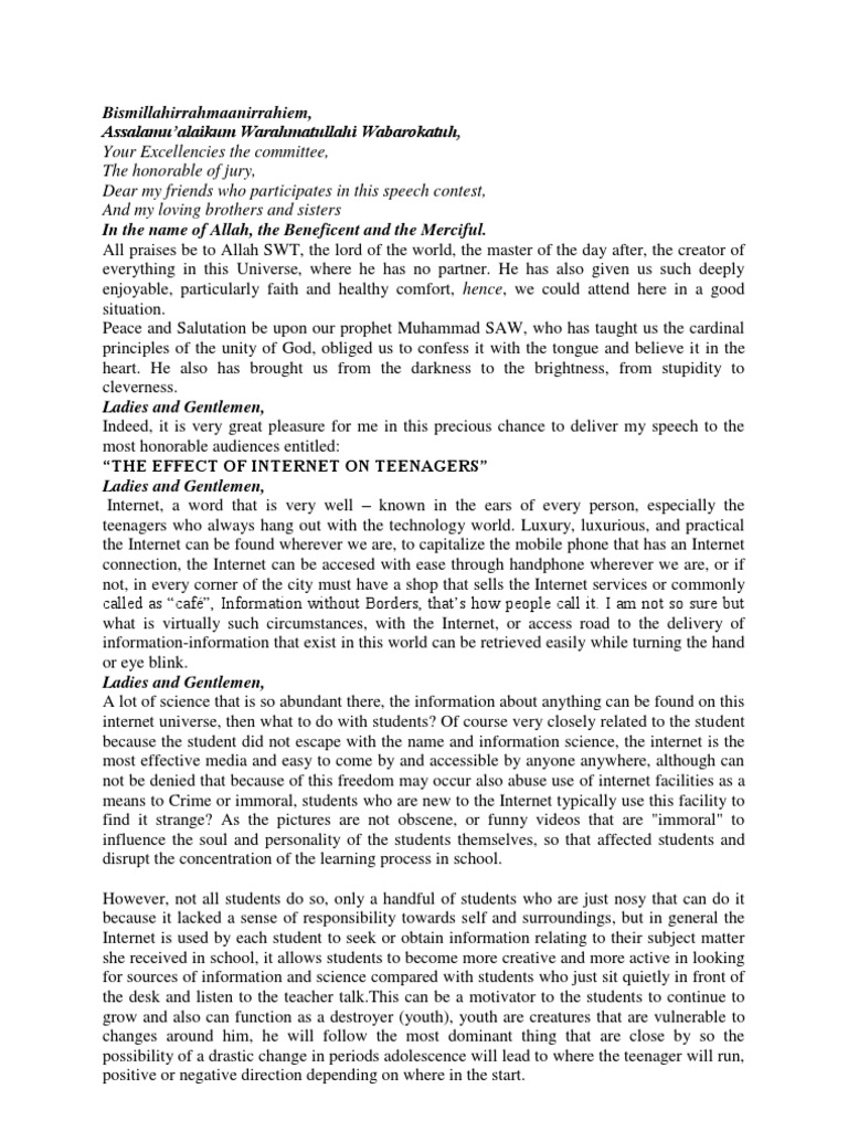 Your Excellencies The Committee, The Honorable of Jury, Dear My Friends ...