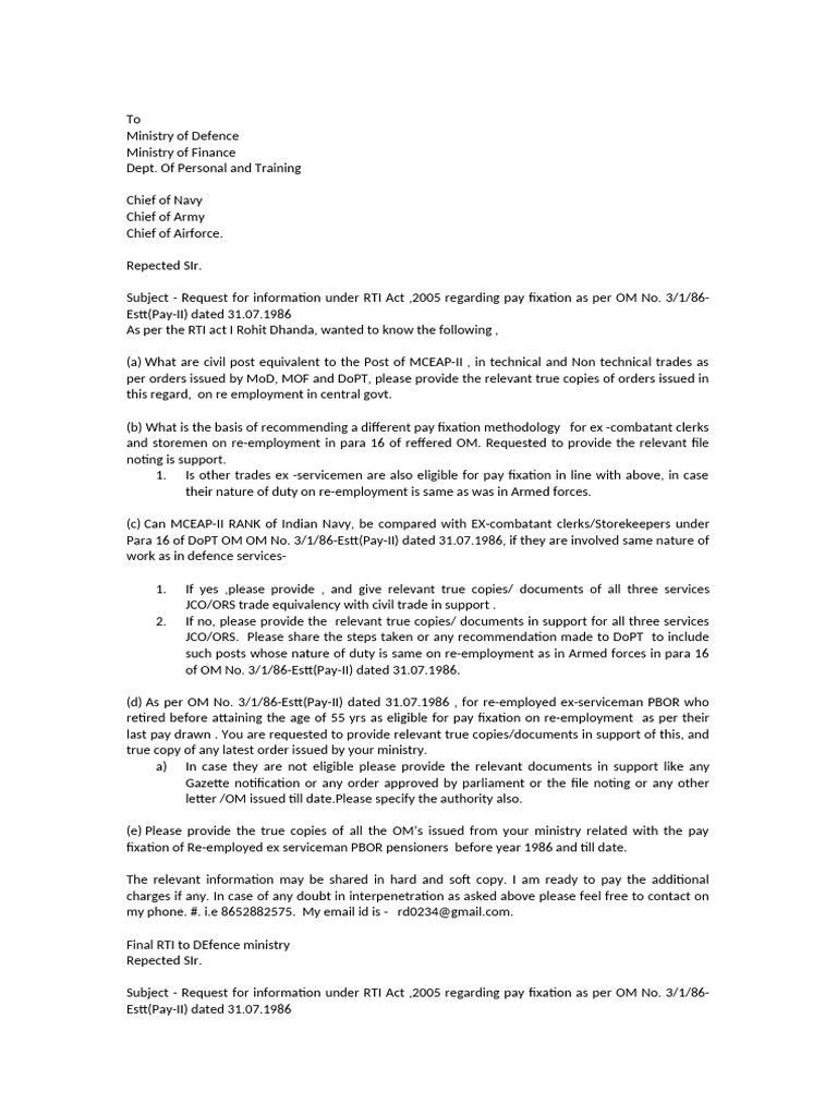 RTI Applications - Docx 10.08.2025 | PDF | Defense Policy | Government