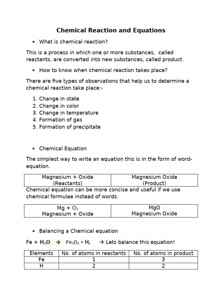 Chemical Reaction and Equations | PDF | Chemical Reactions | Redox