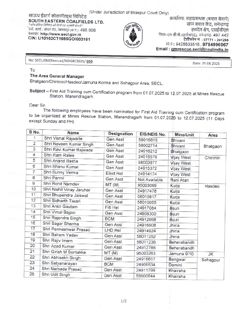 First Aid Training Program July 2025 | PDF