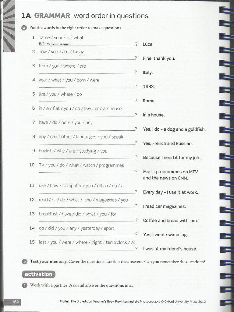Word Order in Questions | PDF