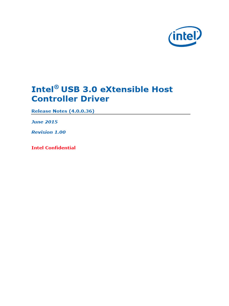 Intel (R) USB 3 0 EXtensible Host Controller Driver - Release Notes ...