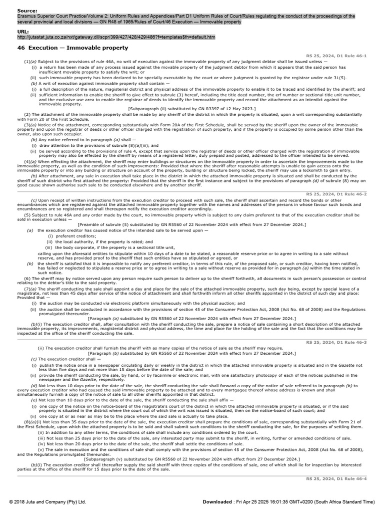 Execution Rules for Immovable Property | PDF | Judgment (Law) | Private Law