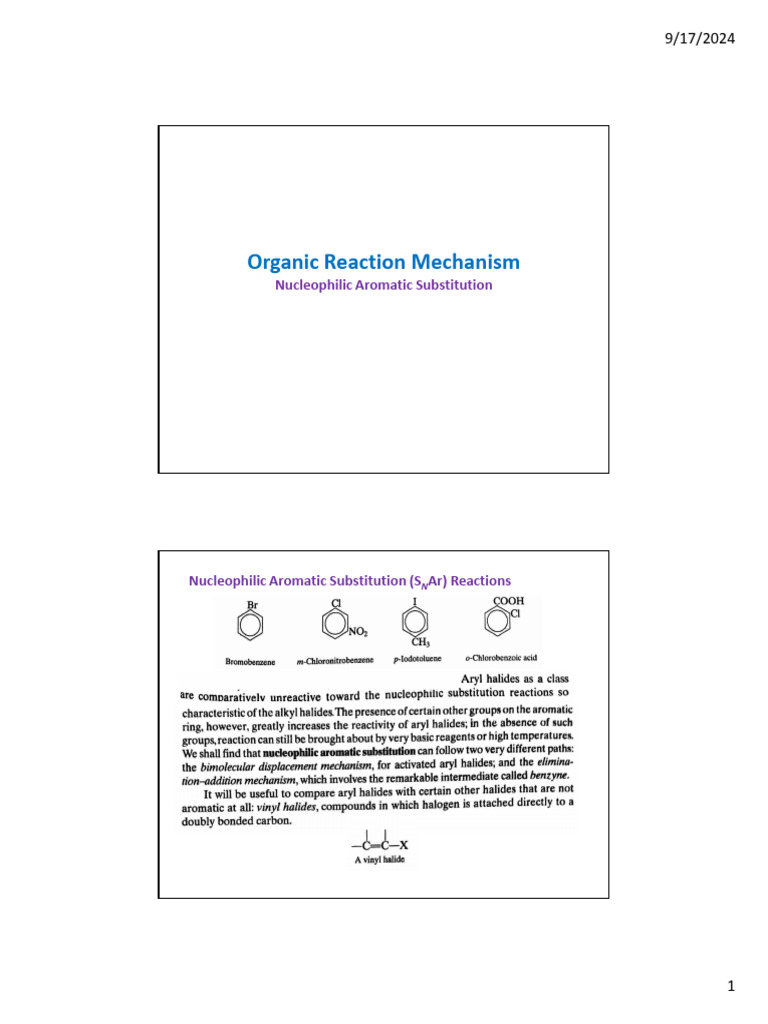 Nucleophilic Aromatic Substitution Syed Alam | PDF | Organic Reactions | Organic Chemistry