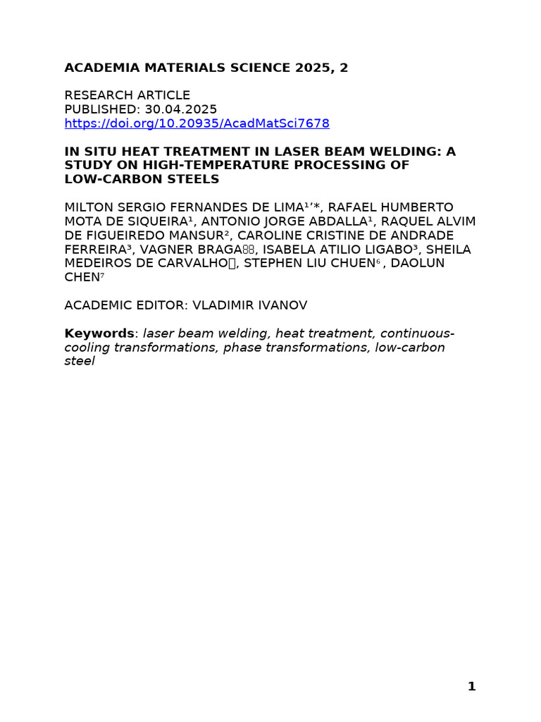 Academia Materials Science 2025, Nr. 2 | PDF