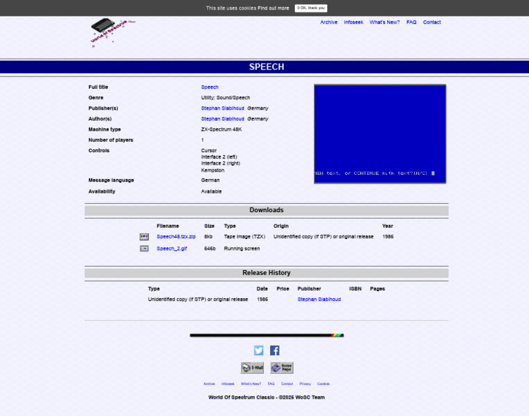 Spectrum Classic: Speech Utility 1986 | PDF