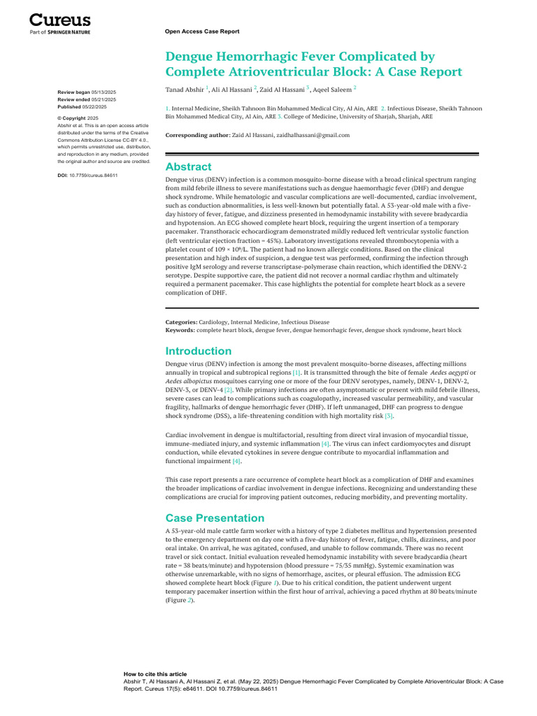 Dengue Hemorrhagic Fever Complicated | PDF | Medical Specialties ...