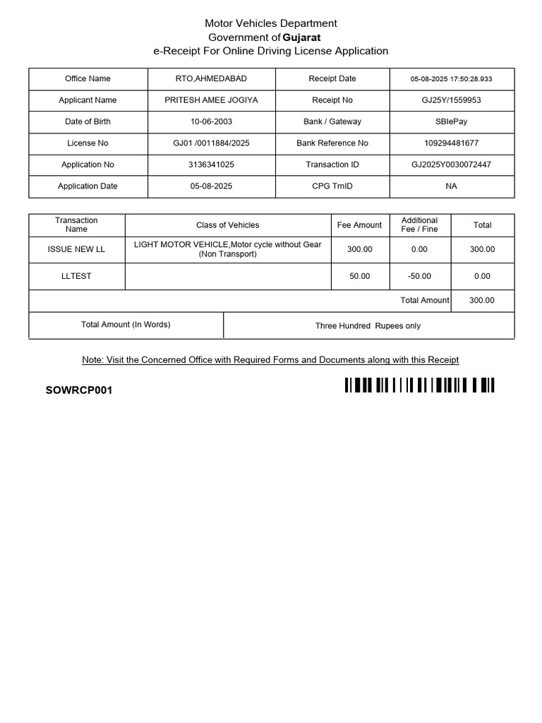 Learner Liscence Payment 2 | PDF