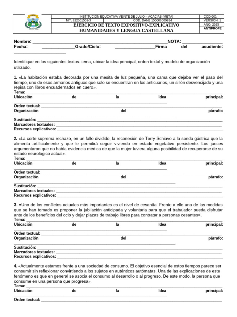 Ejercicio de Texto Expositivo-Explicativo Nº3 | PDF