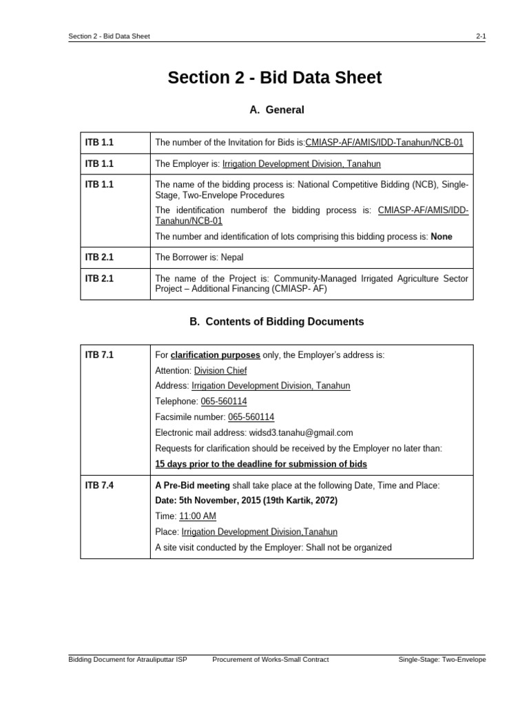 Section - 2, Bid Data Sheet (BDS) | PDF | Justice | Crime & Violence