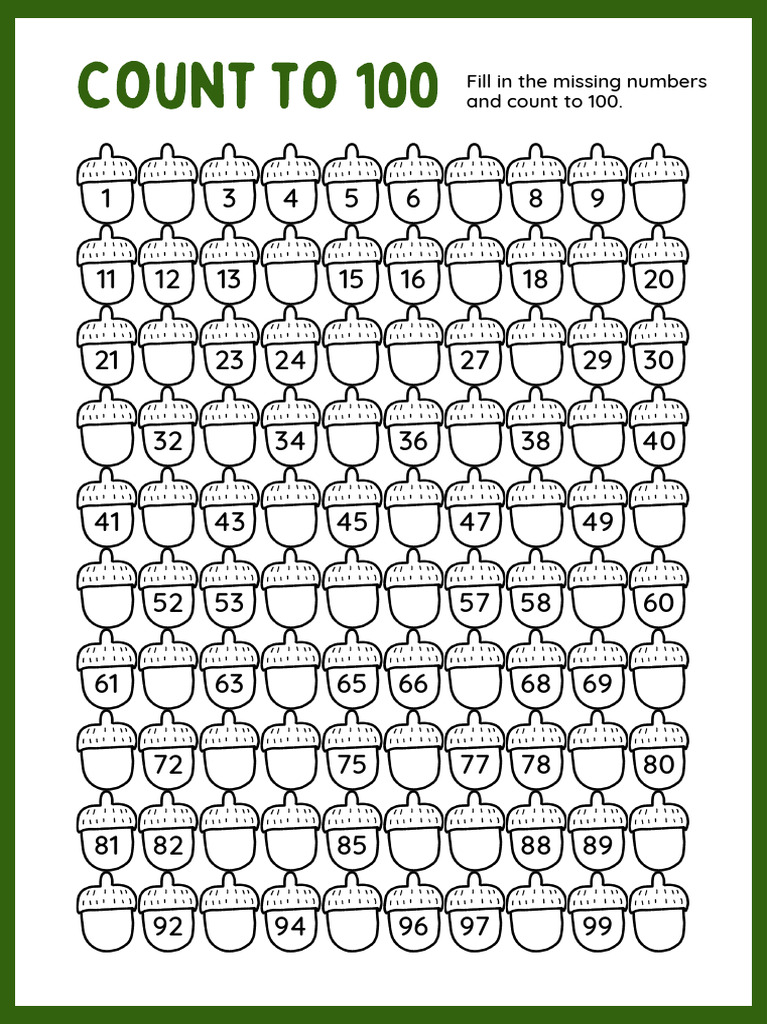 Green Fun Count to 100 Math Worksheet Set_20250707_234755_0000 | PDF