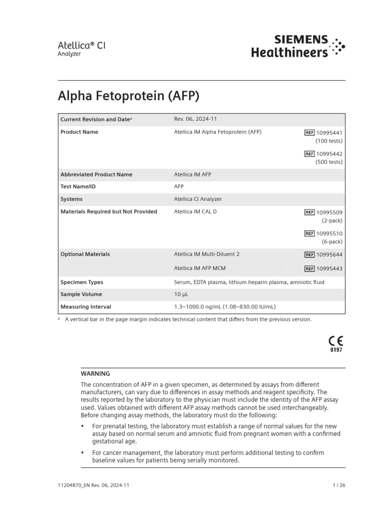 Alpha Fetoprotein AFP OUS - Atellica CI - Rev 06 DXDCM 090234ed8376f31c ...