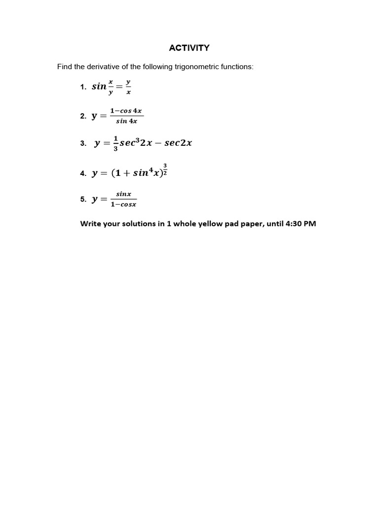 MAT04 ACTIVITY - Trigonometric Functions | PDF