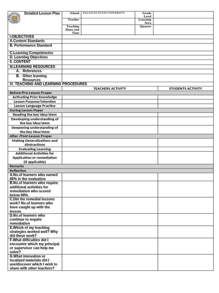2025 Detailed Lesson Plan Format | PDF