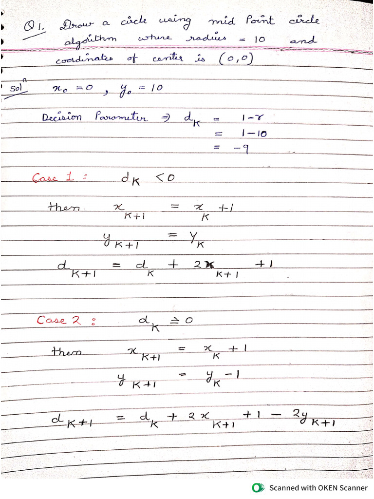 Mid Point Circle Drawing Algorithm Examples | PDF